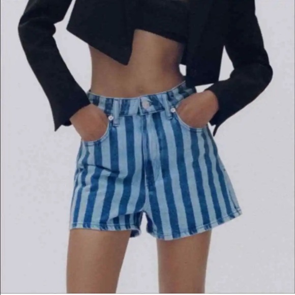 Zara | Shorts | Zara Striped Denim Shorts | Poshmark
